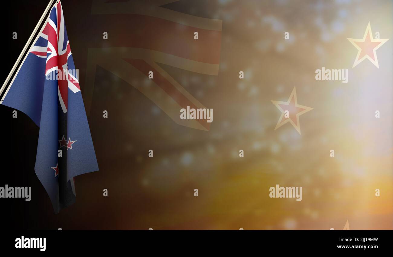 New Zealand flag with shiny flag backgorund. use for national day and ...