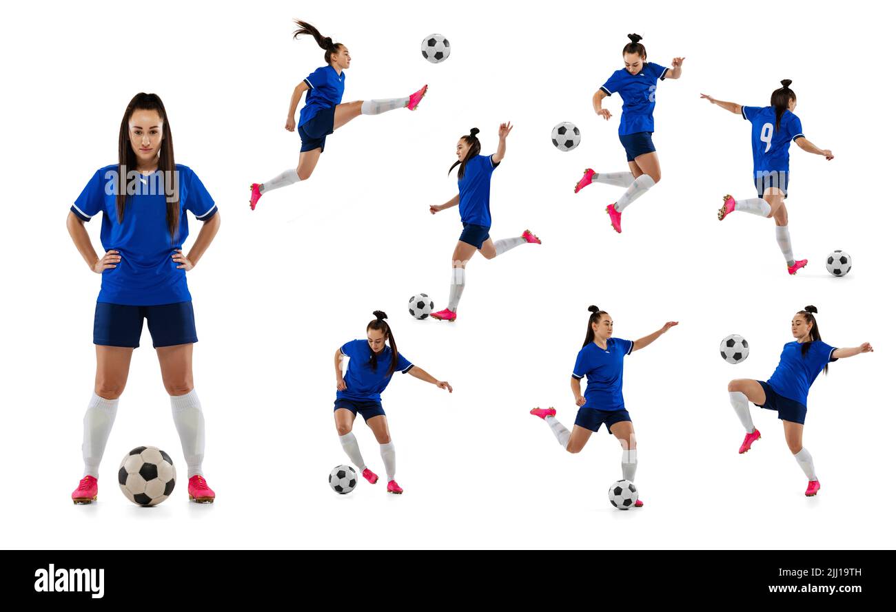 Group action full blue white goal football hi-res stock photography and ...