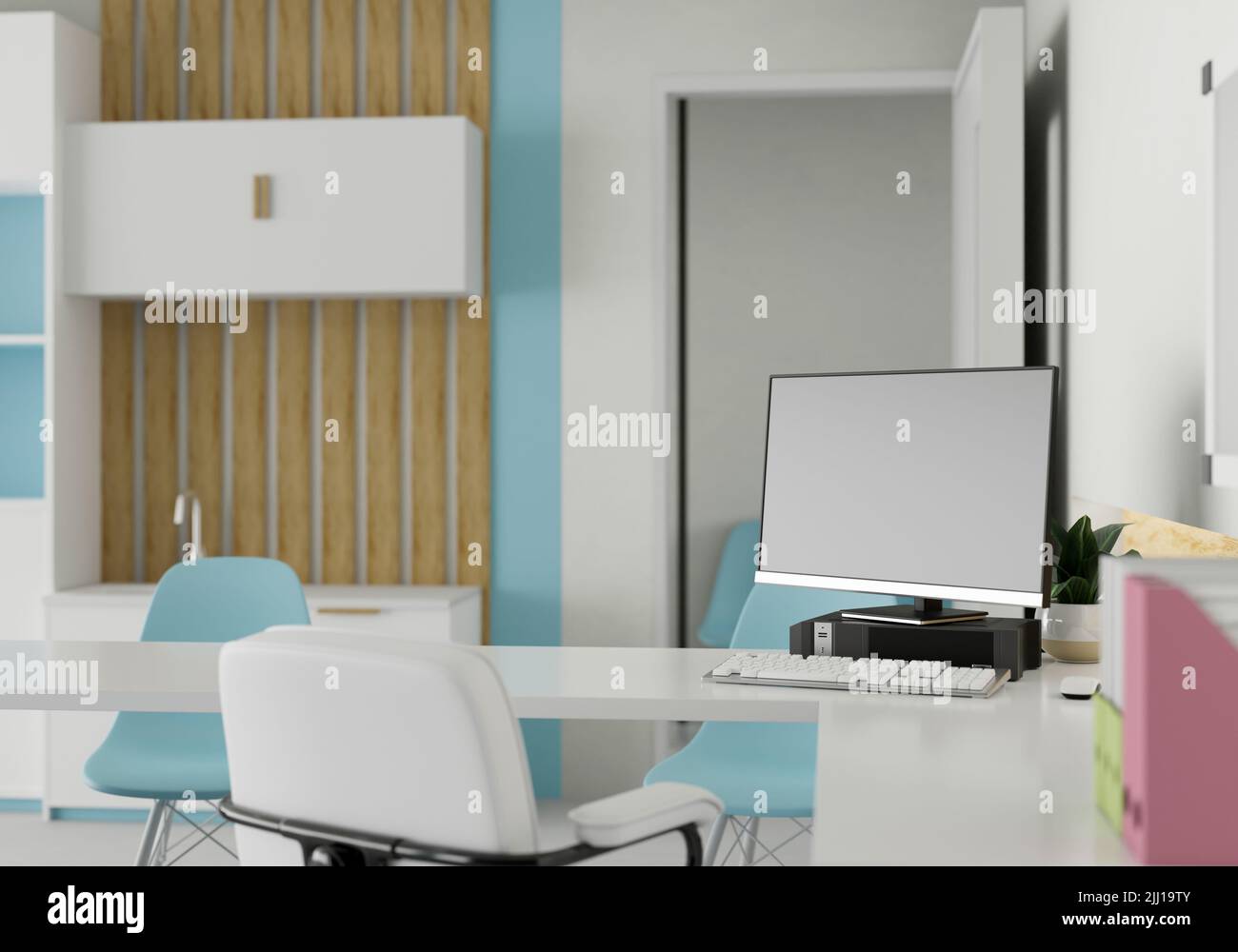 Modern doctor office workplace in hospital or clinic interior design ...