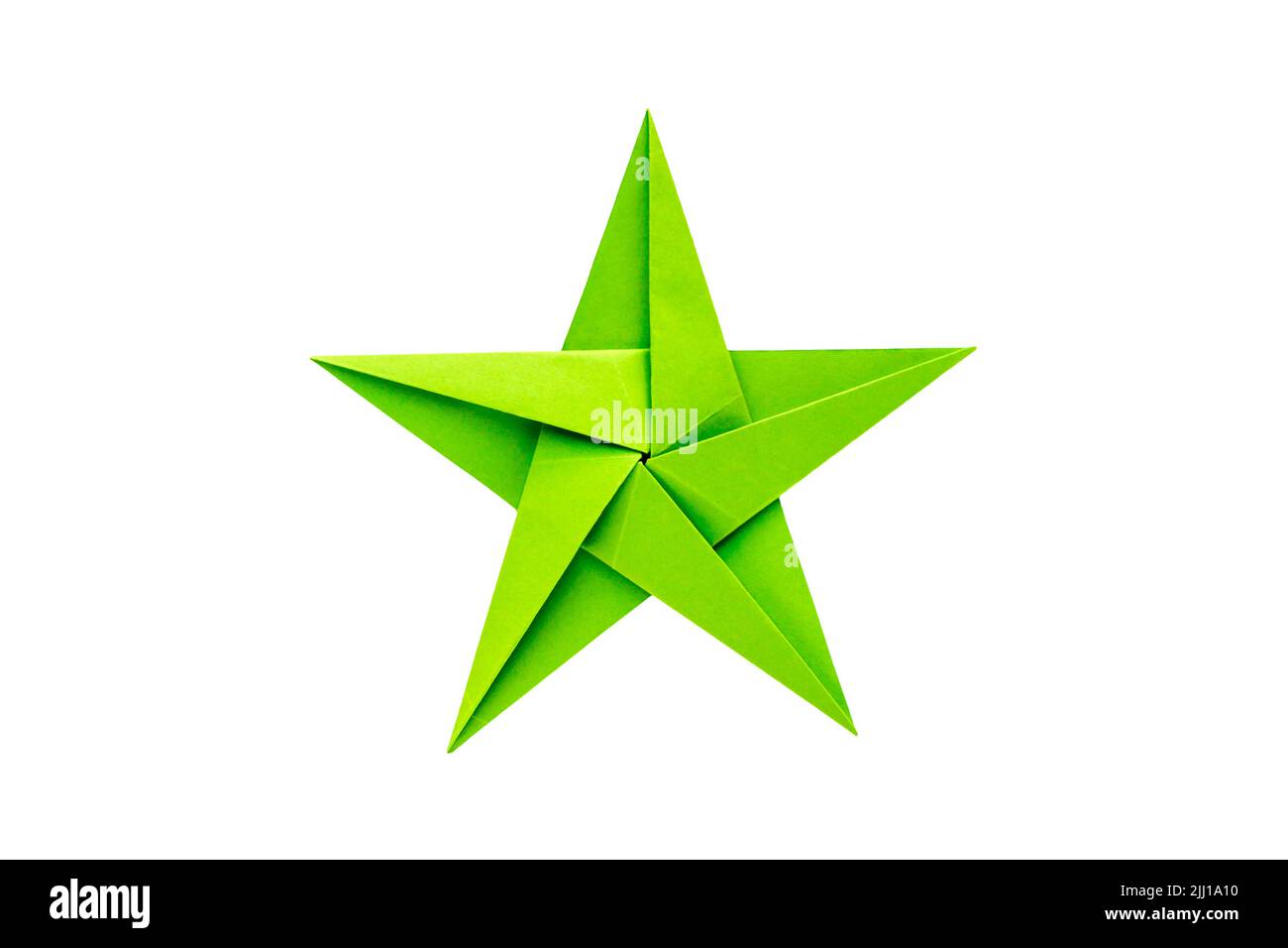 Green paper star origami isolated on a blank white background Stock ...