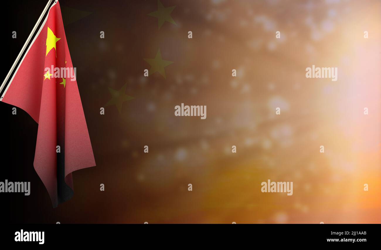 China flag with shiny flag backgorund. use for national day and country ...