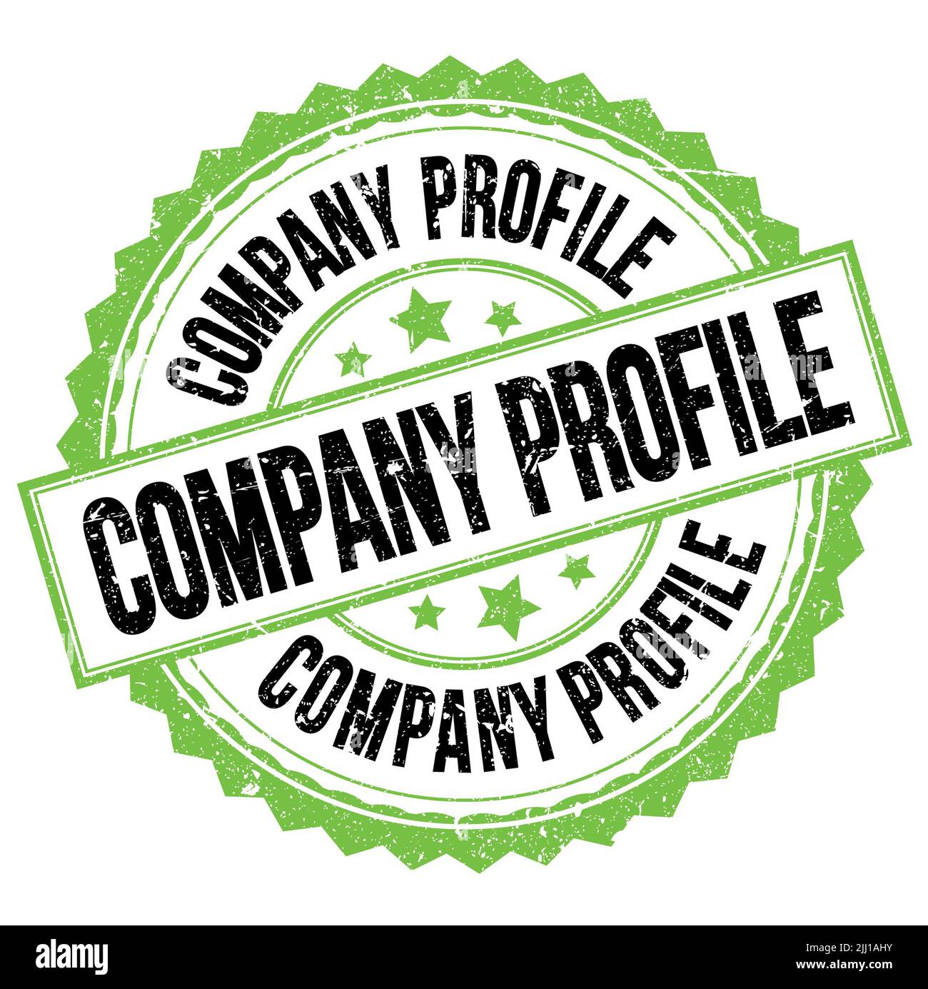 COMPANY PROFILE text written on green-black round stamp sign Stock ...