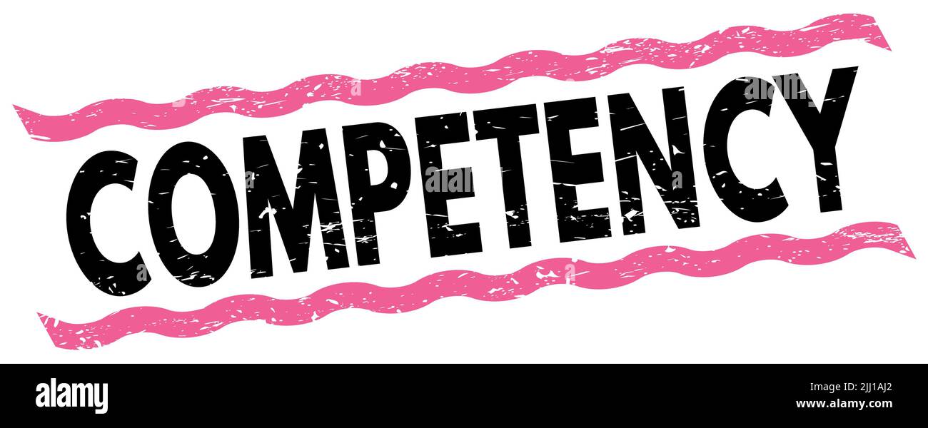 COMPETENCY text written on pink-black lines stamp sign Stock Photo - Alamy