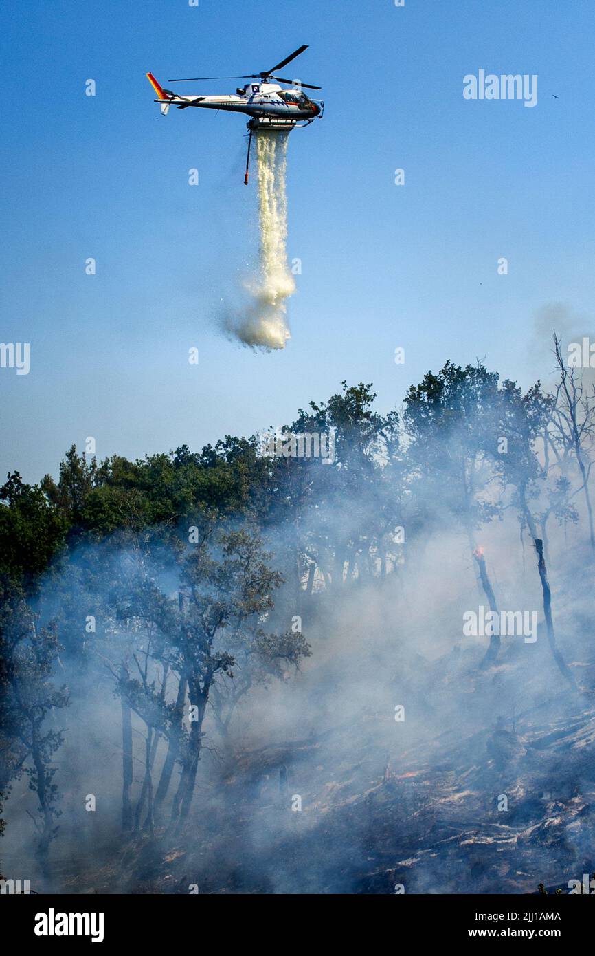 Firefighting helicopter of the Campania Region, during an intervention ...