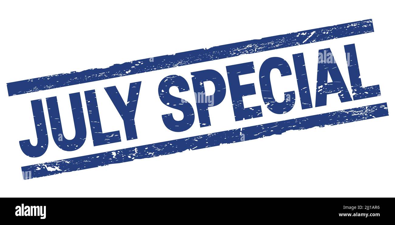 JULY SPECIAL text written on blue rectangle stamp sign Stock Photo - Alamy