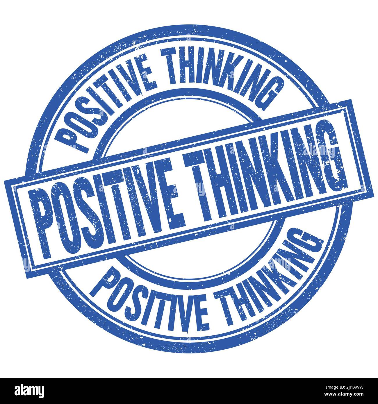 POSITIVE THINKING text written word on blue round stamp sign Stock ...