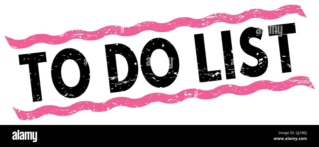TO DO LIST text written on pink-black lines stamp sign Stock Photo - Alamy