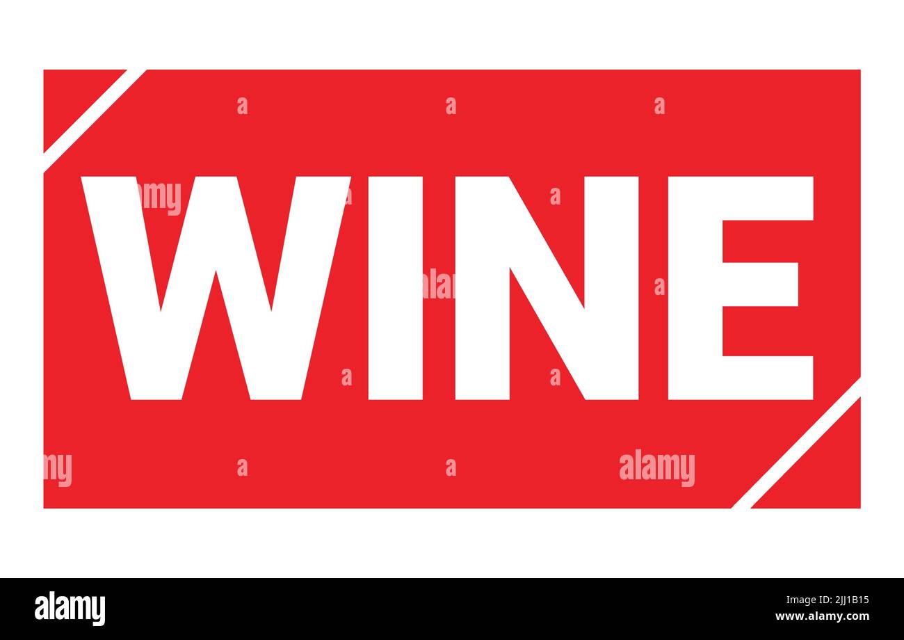 WINE text written on red rectangle stamp sign Stock Photo - Alamy