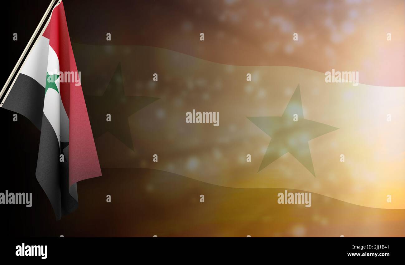 Syria flag with shiny flag backgorund. use for national day and country ...