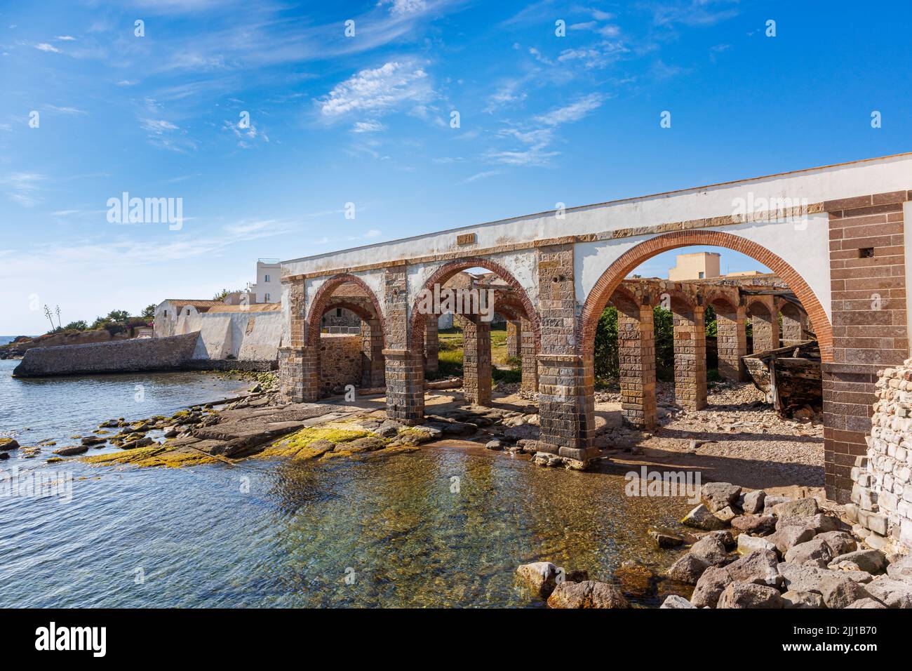 Views of the small town of Portoscuso on Sardinia island, Italy Stock ...