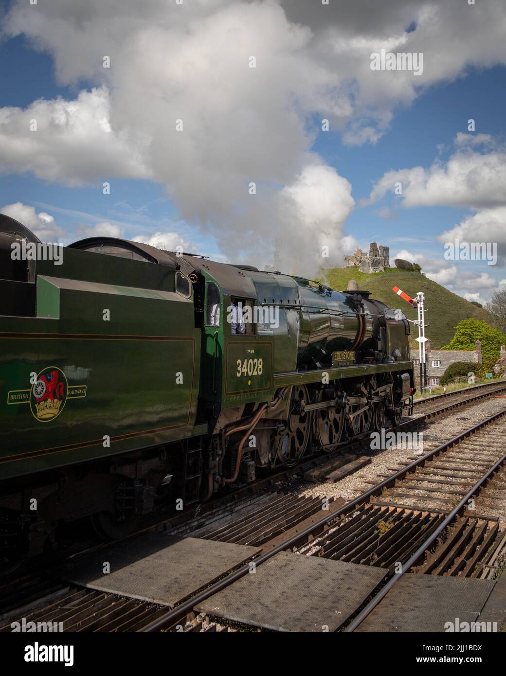 Steam Train at Corfe Castle Stock Photo - Alamy