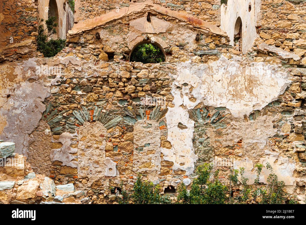 Old mine ruins in the area between Masua and Nebida on Sardinia island ...