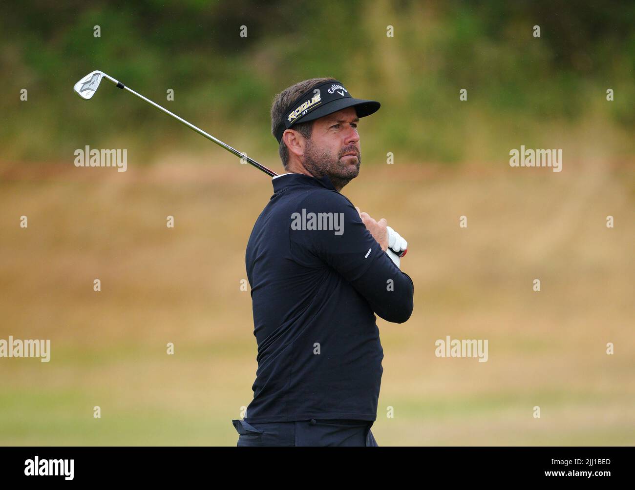 Robert Rock plays on the eleventh during day two of of the Cazoo Open ...