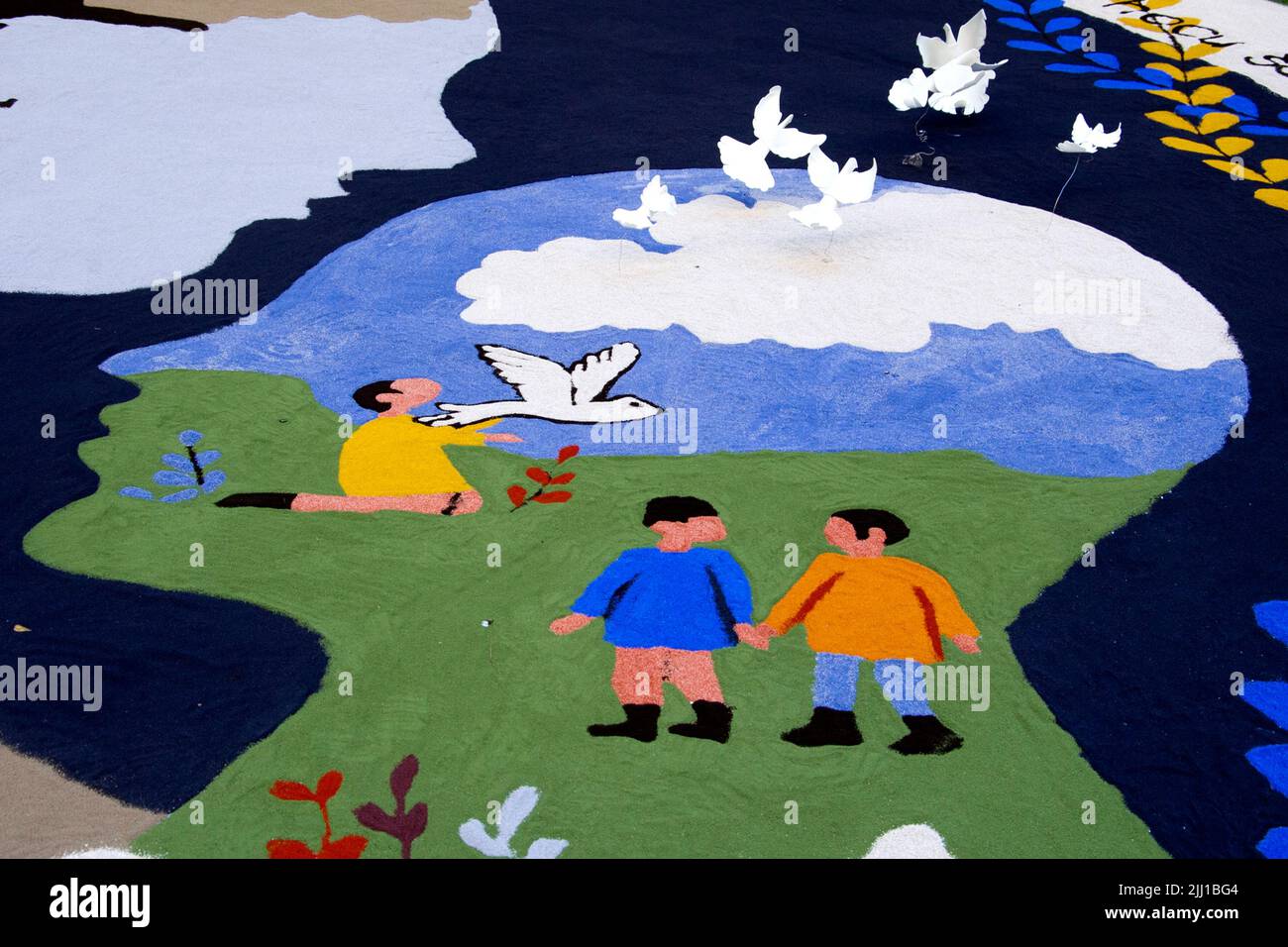 Colored drawing dedicated to world peace hand made by the "Infioritori ...