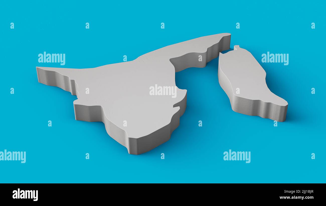 A 3D illustration of the Brunei map against the blue background Stock ...