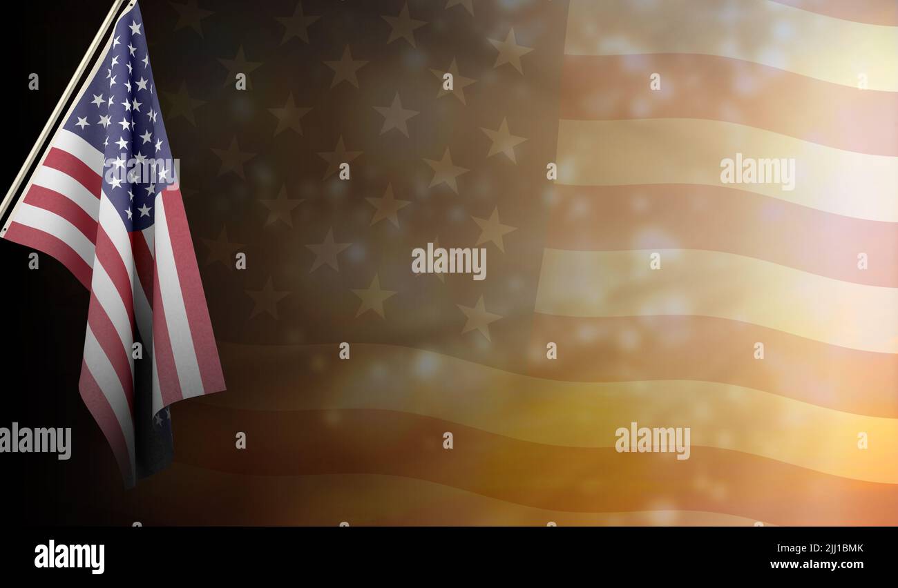 United States flag with shiny flag backgorund. use for national day and ...
