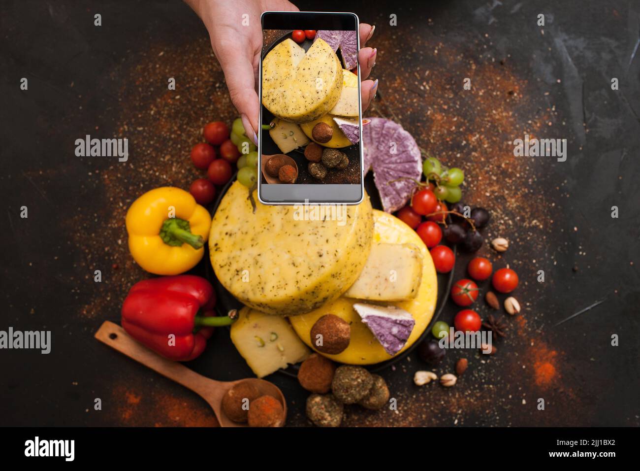 Food photography of rustic dairy. Cheese Stock Photo - Alamy