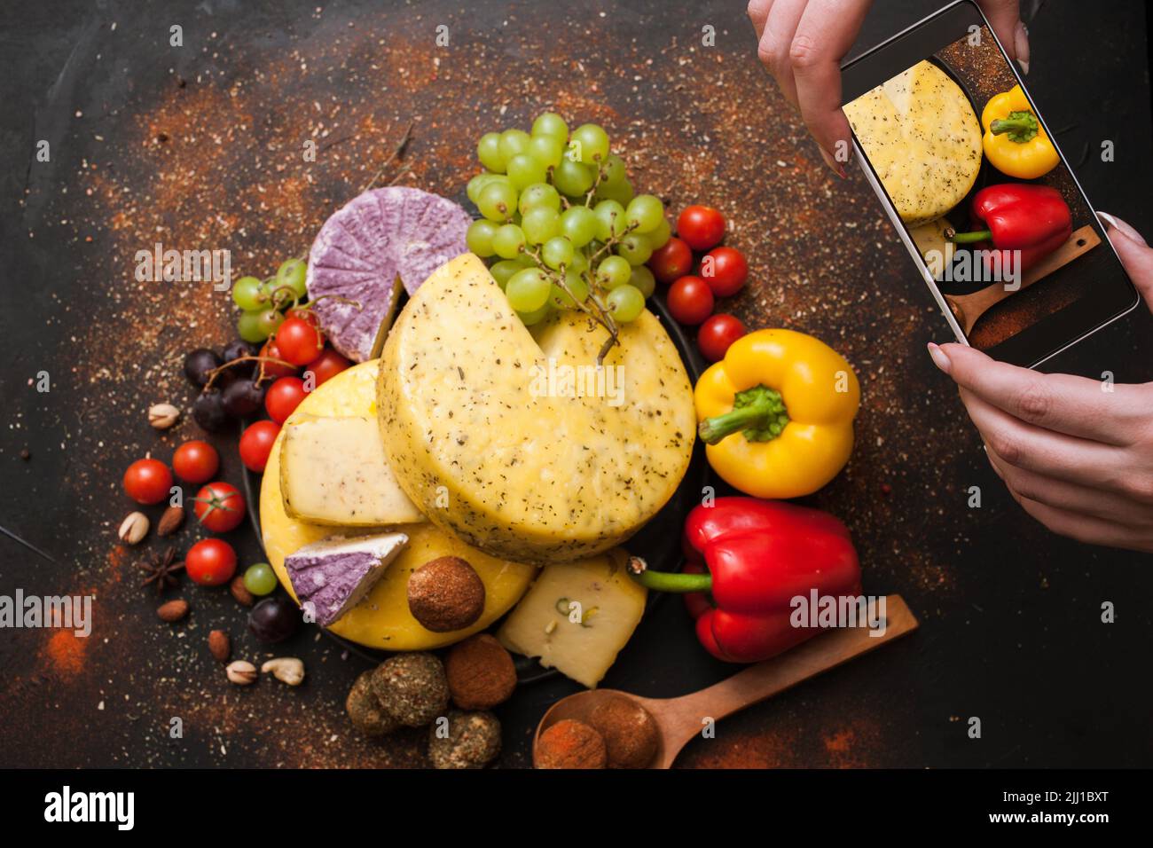 Food photography of rustic dairy. Cheese Stock Photo - Alamy