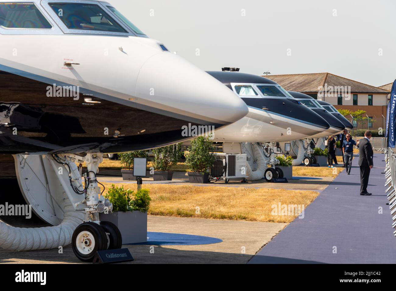 Gulfstream corporate jet planes at Farnborough International Airshow ...