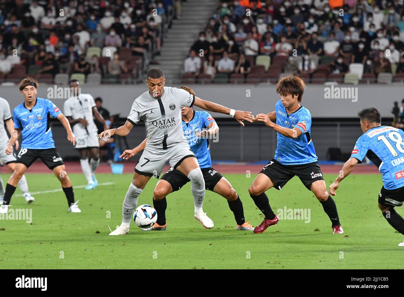 Tokyo, Japan. 20th July, 2022. Kylian Mbappe (7) of PSG and Shintaro ...
