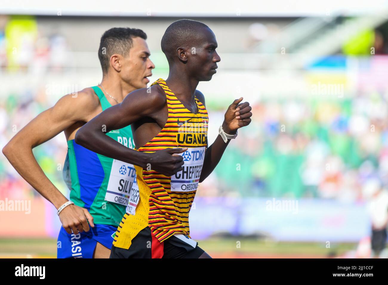 Joshua Cheptegei of Uganda in the heats of the 5000 meter during the ...
