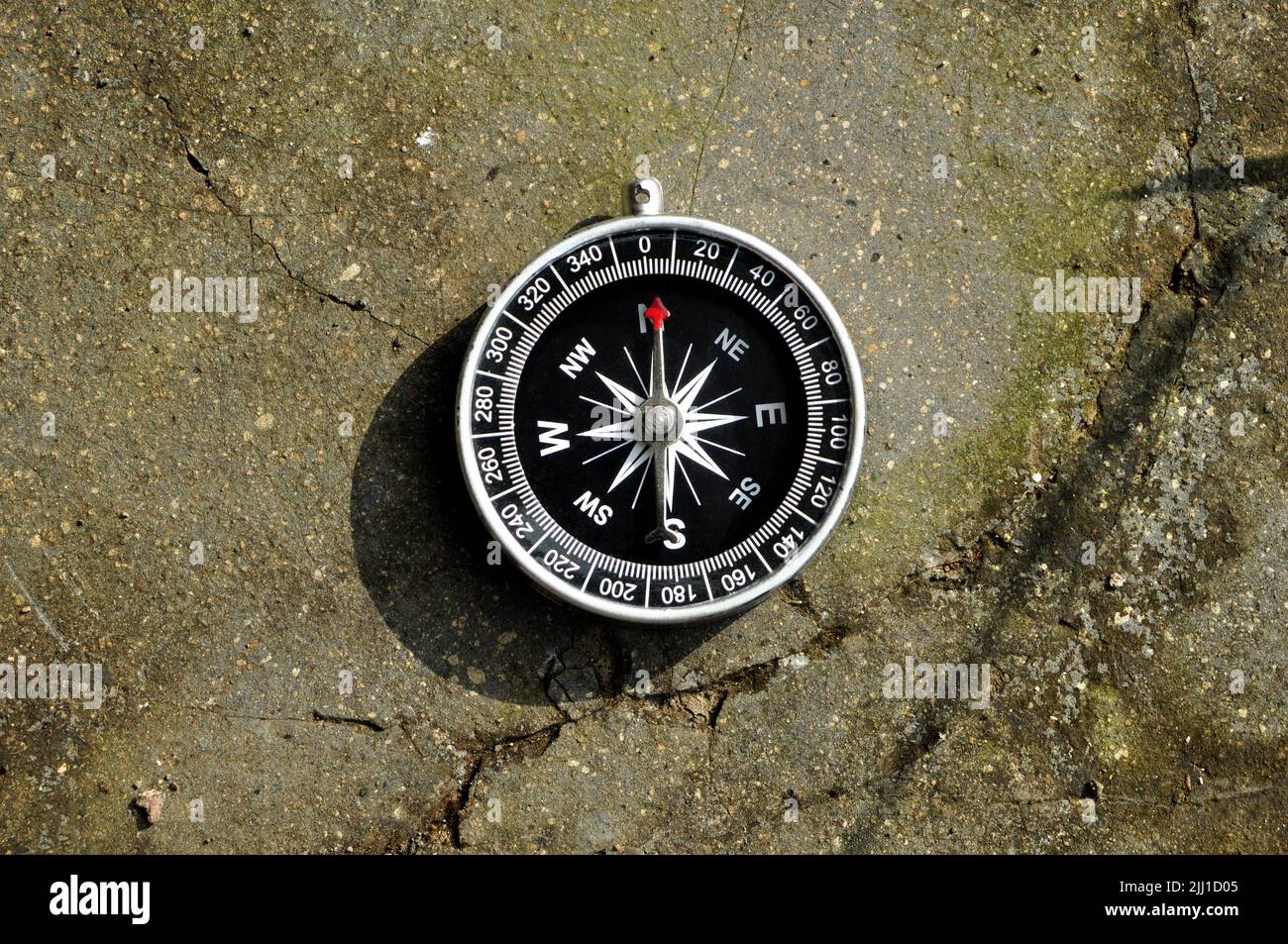 Navigation compass in asphalt ground outdoor Stock Photo - Alamy