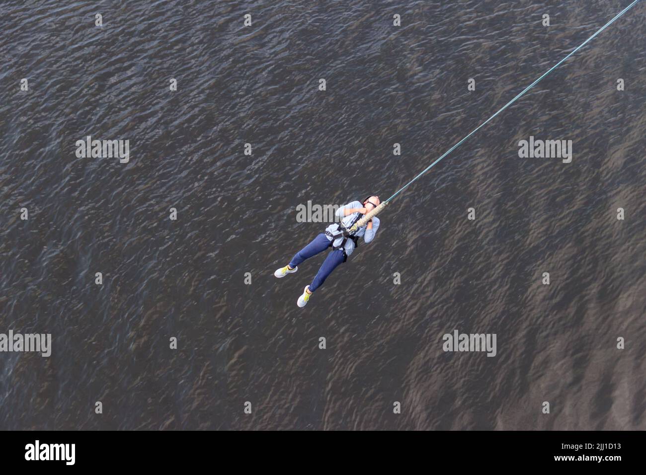 Kiev, Ukraine - July 28, 2018: Rope jumping from high altitude of ...