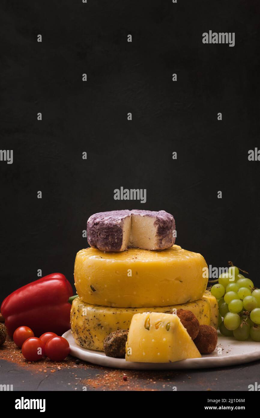 Assortment of gourmet cheese Stock Photo - Alamy