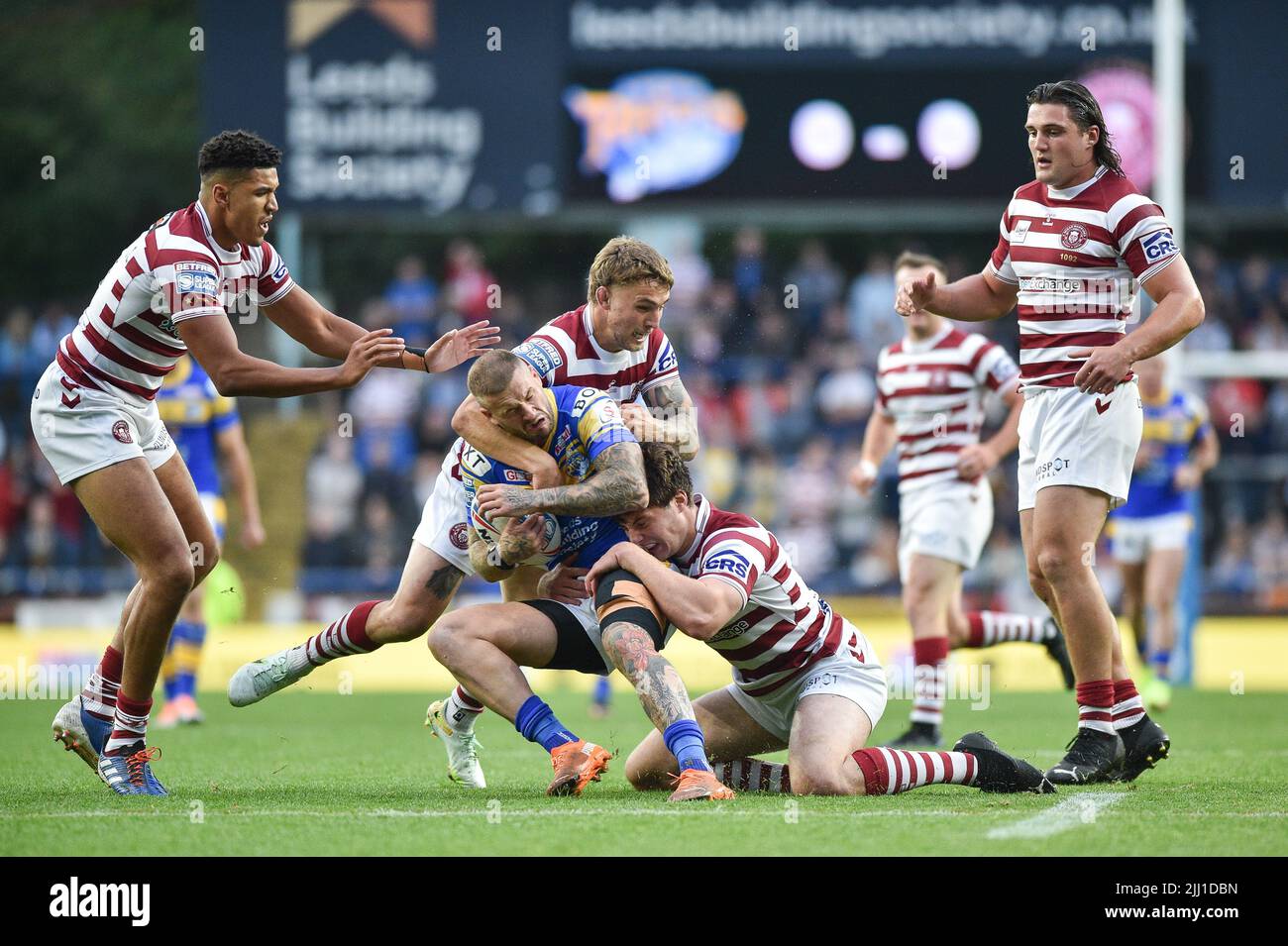 Leeds, England - 21st July 2022 - Sam Powell and Ethan Havard of Wigan ...