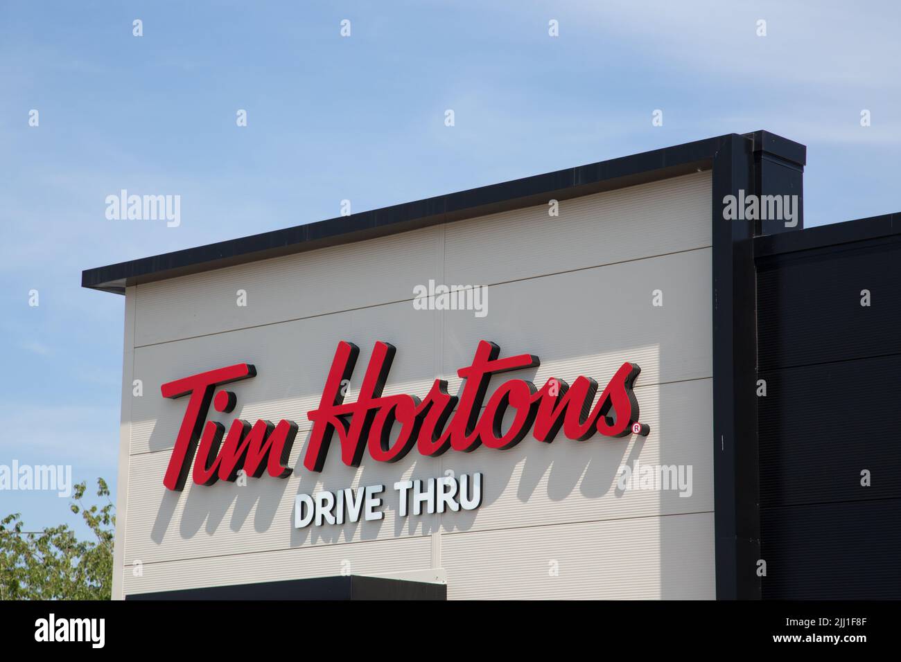 Tim Hortons restaurant signage UK Stock Photo - Alamy
