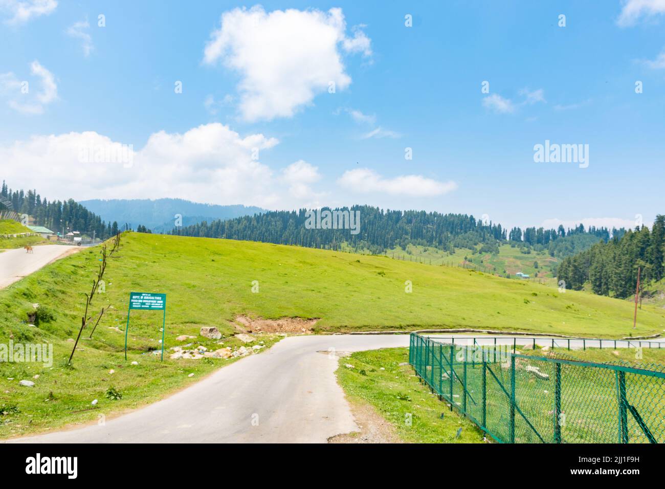 A road leading to Himalayan Mountains through Gulmarg, Jammu and ...