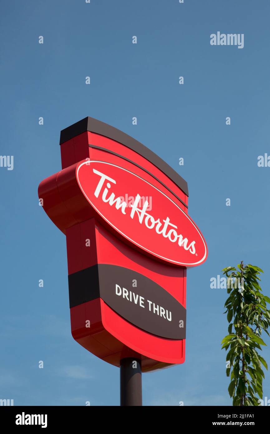 Tim Hortons restaurant signage UK Stock Photo - Alamy