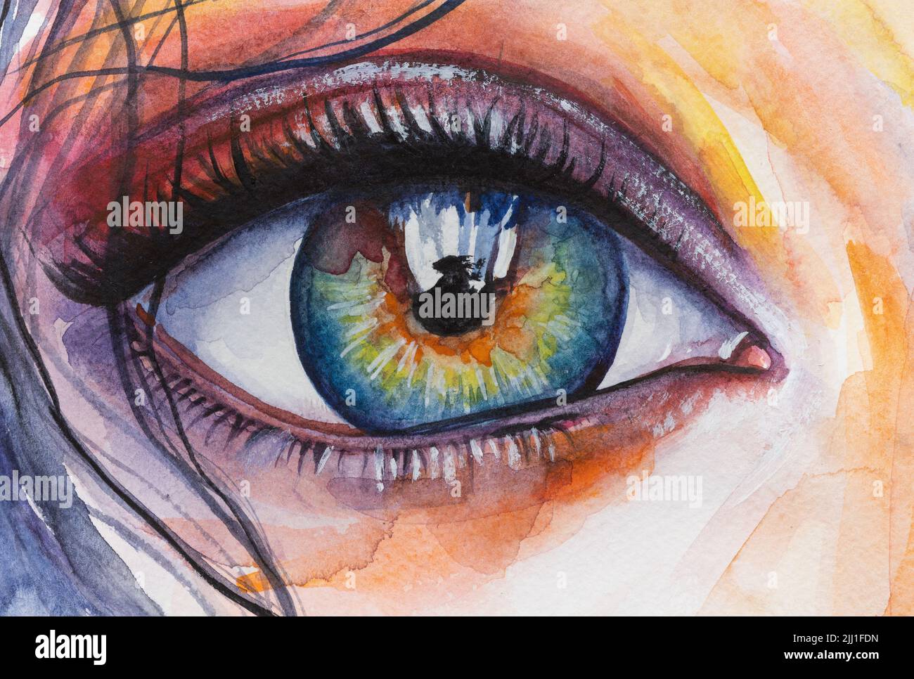 Handmad conceptual abstract picture of the eye. Watercolor female ...