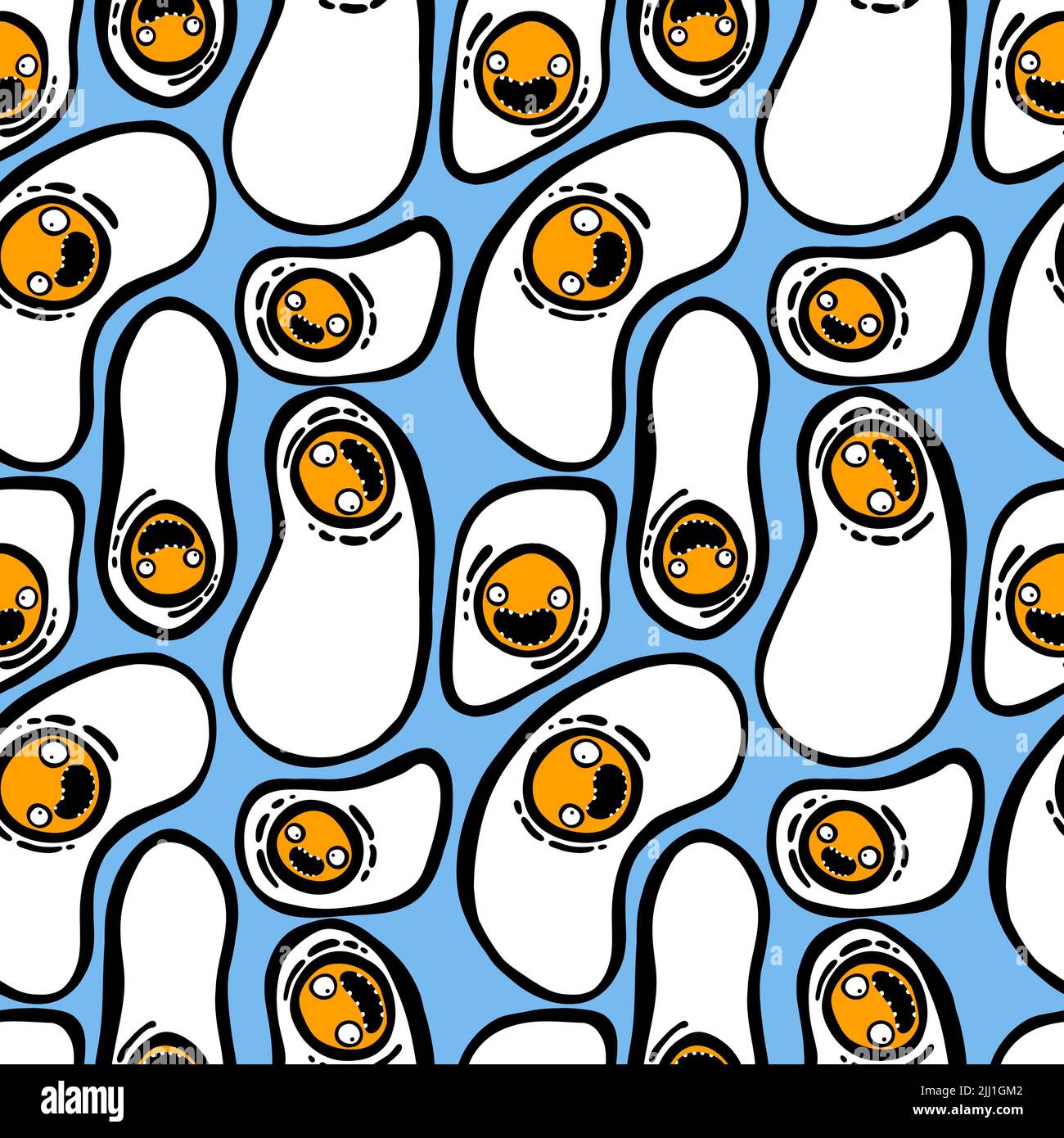 Cartoon kids seamless scrambled eggs pattern for wrapping paper and ...