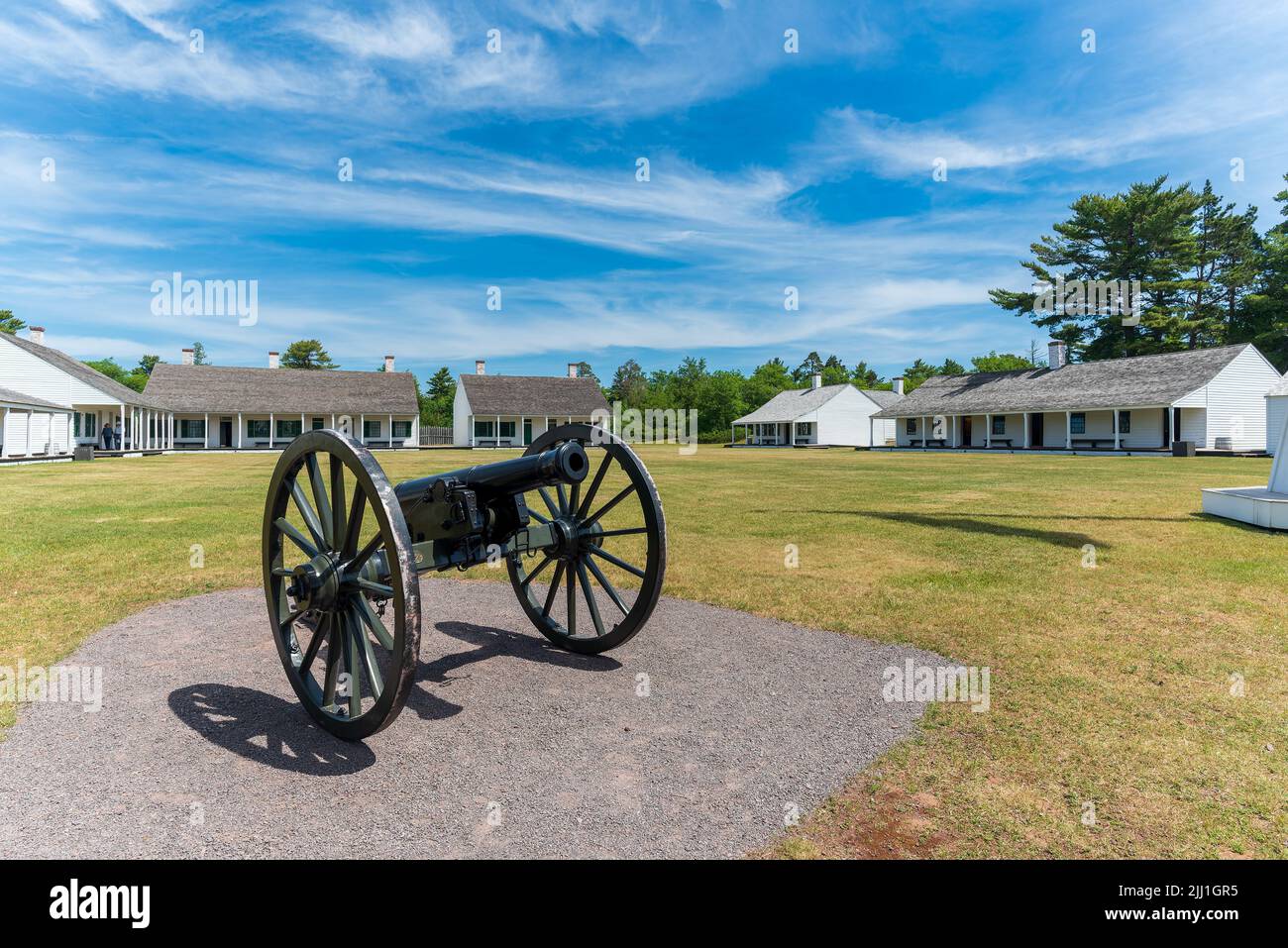 Historic black powder cannon standing guard over a shoreline Stock ...