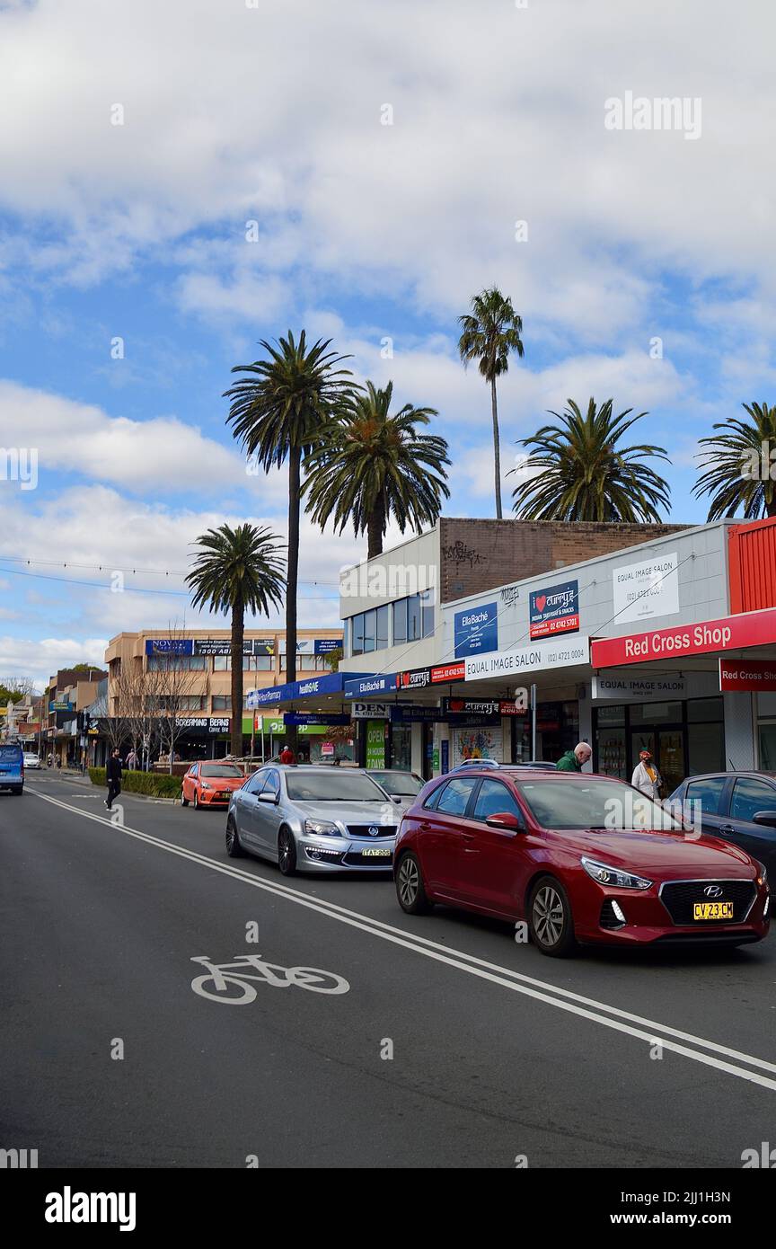 A street scene in High Street at Penrith in Sydney's western suburbs ...