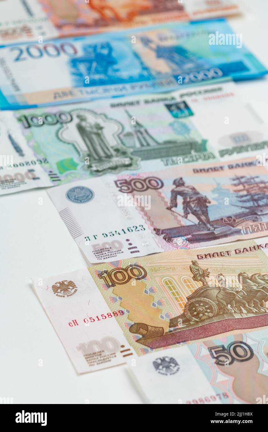Russian rubles background. Money background and texture. Banknotes of ...