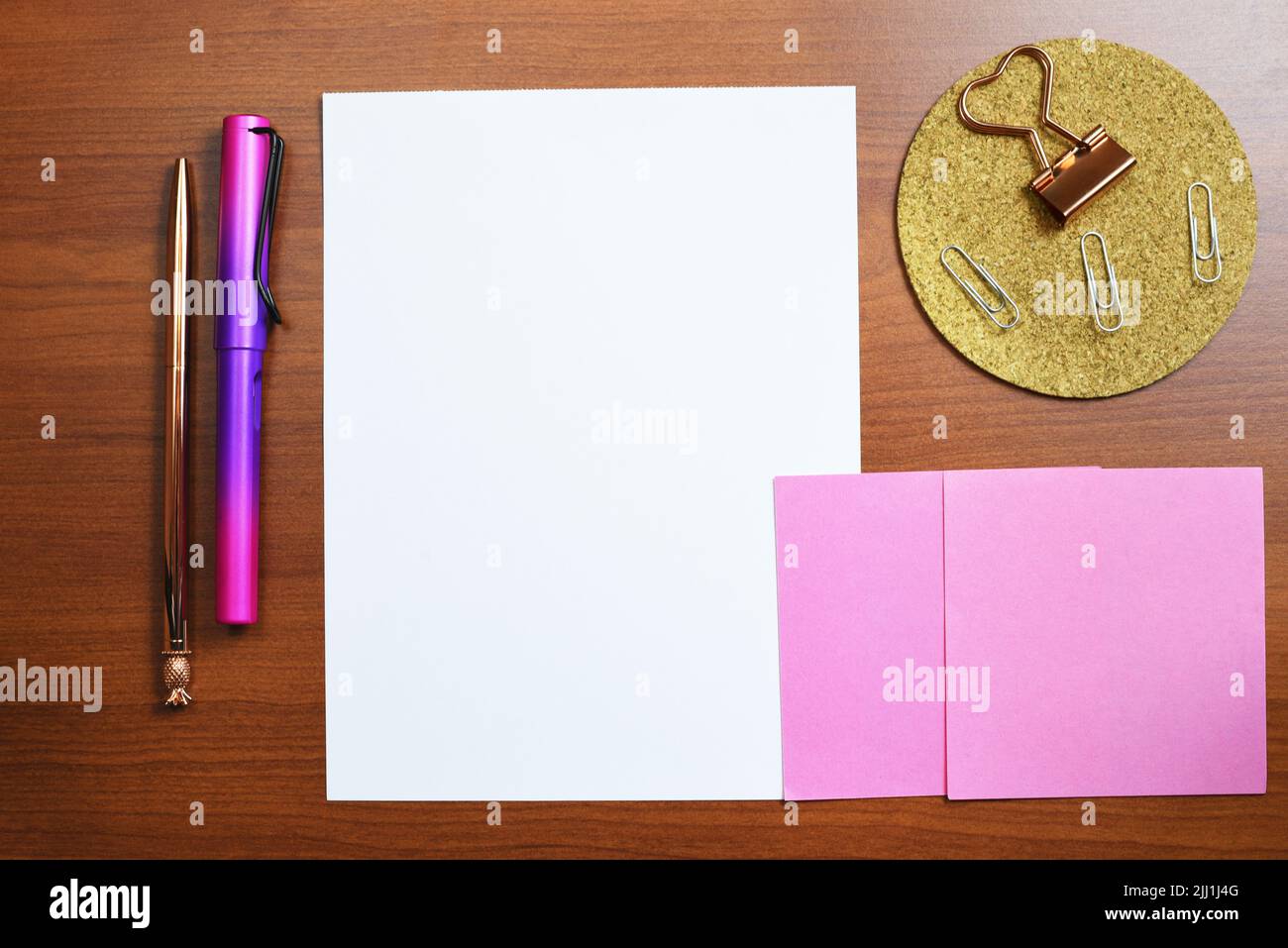 Piece Of Paper With Important Informations On Desk With Pencils, Notes ...