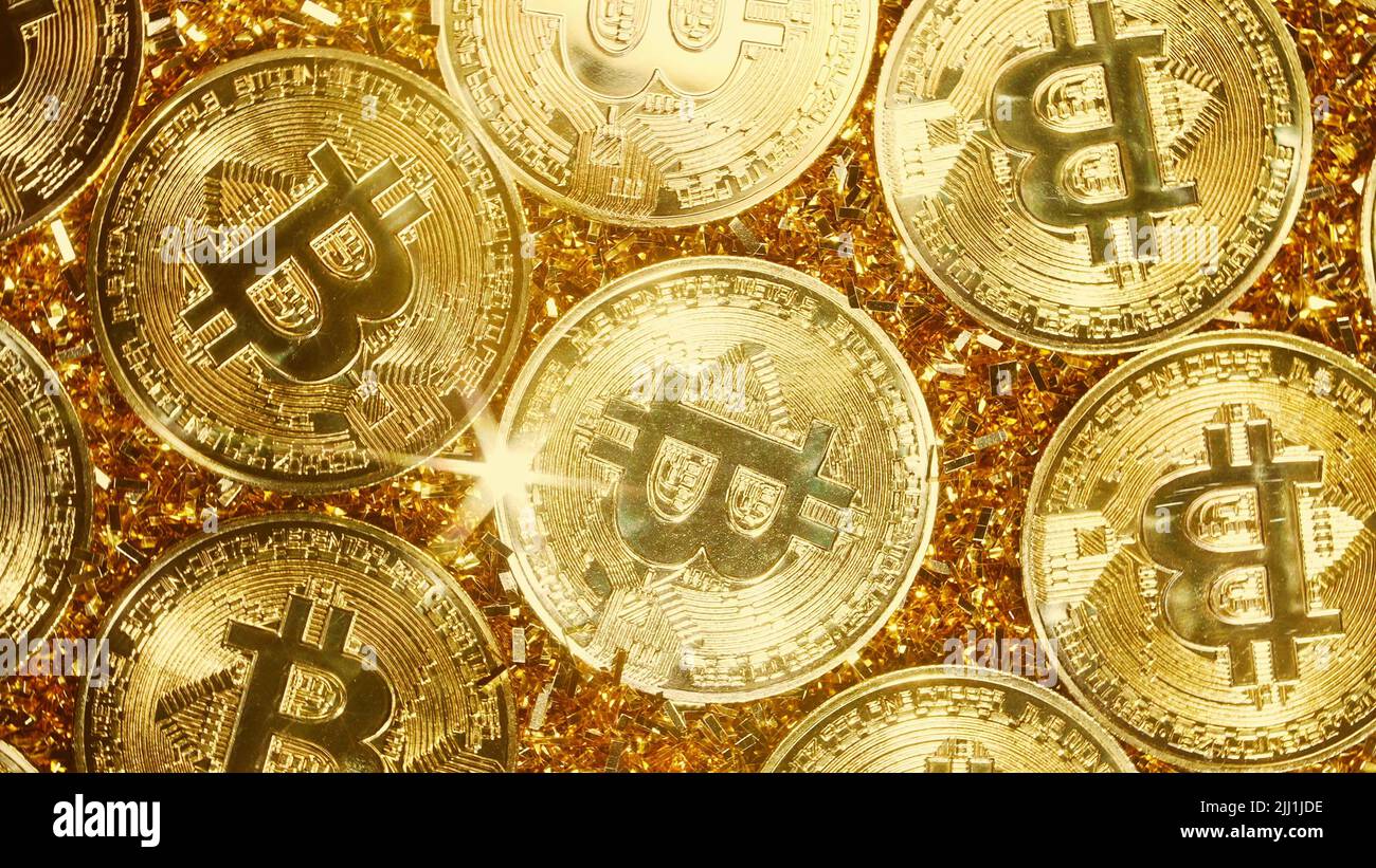 Bitcoin, crypto currency. Golden coins. Digital exchange, popularity of ...