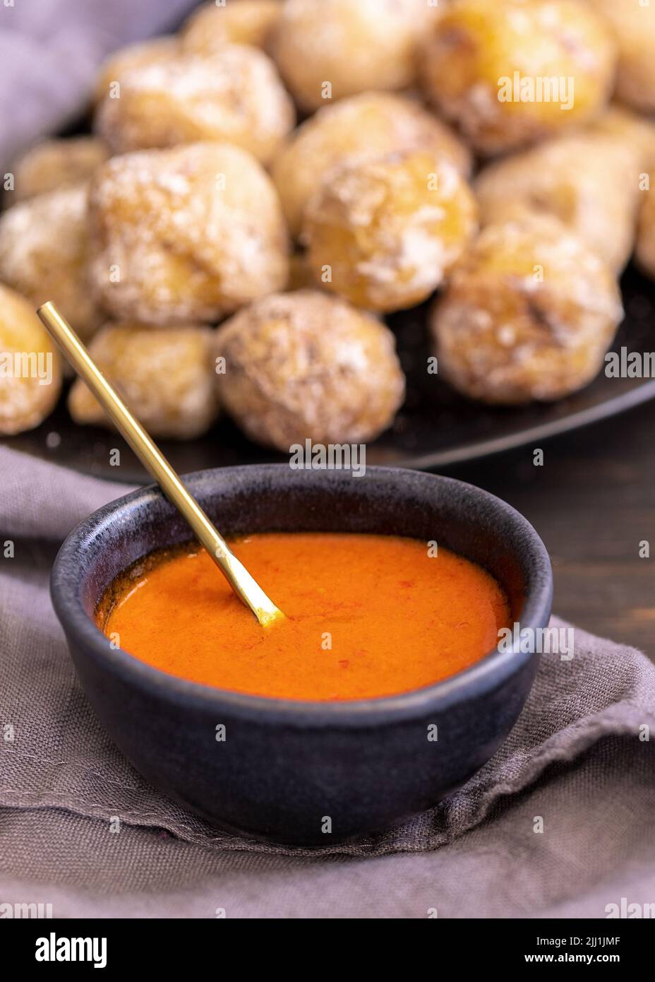 Famous Canary Islands dish, Papas Arrugadas (wrinkly potatoes with salt ...