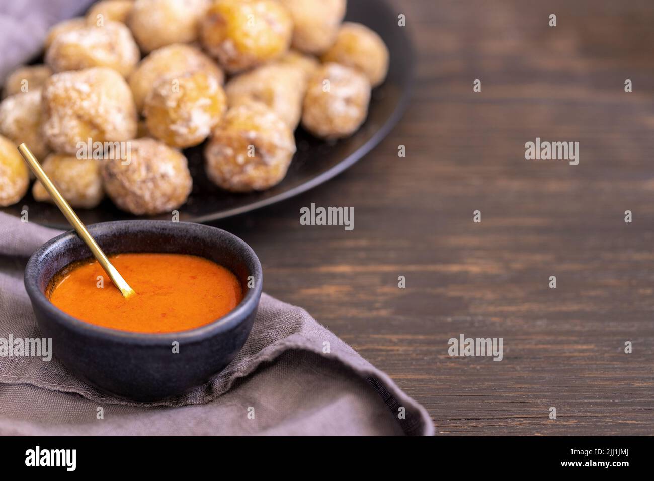 Famous Canary Islands dish, Papas Arrugadas (wrinkly potatoes with salt ...