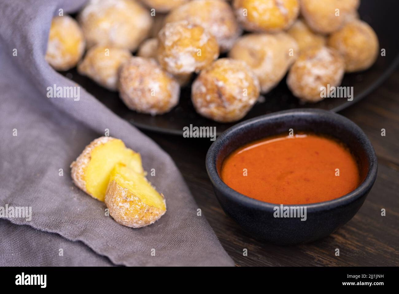 Famous Canary Islands dish, Papas Arrugadas (wrinkly potatoes with salt ...