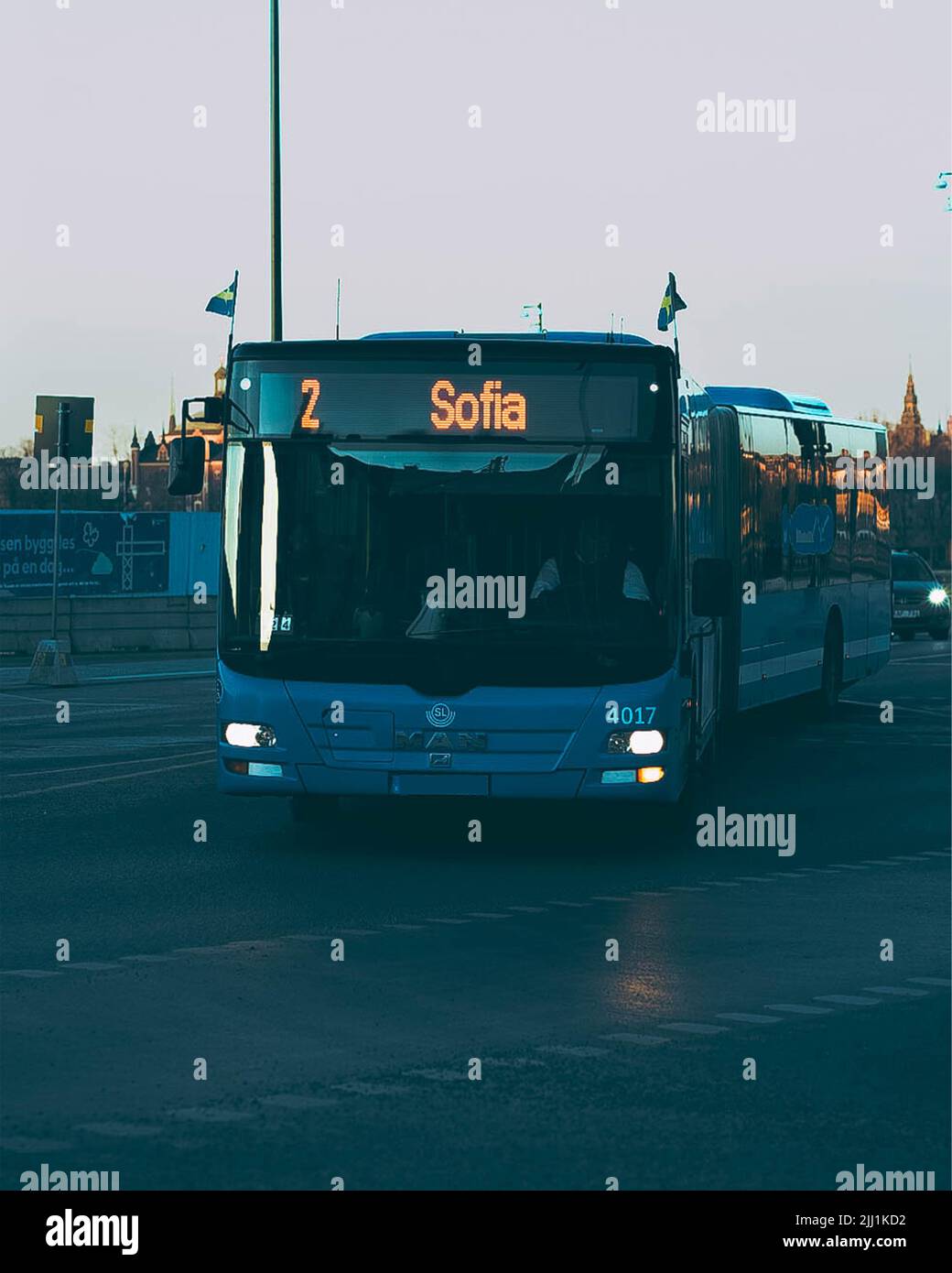 A vertical shot of a number 2 bus in traffic in Stockholm Stock Photo ...