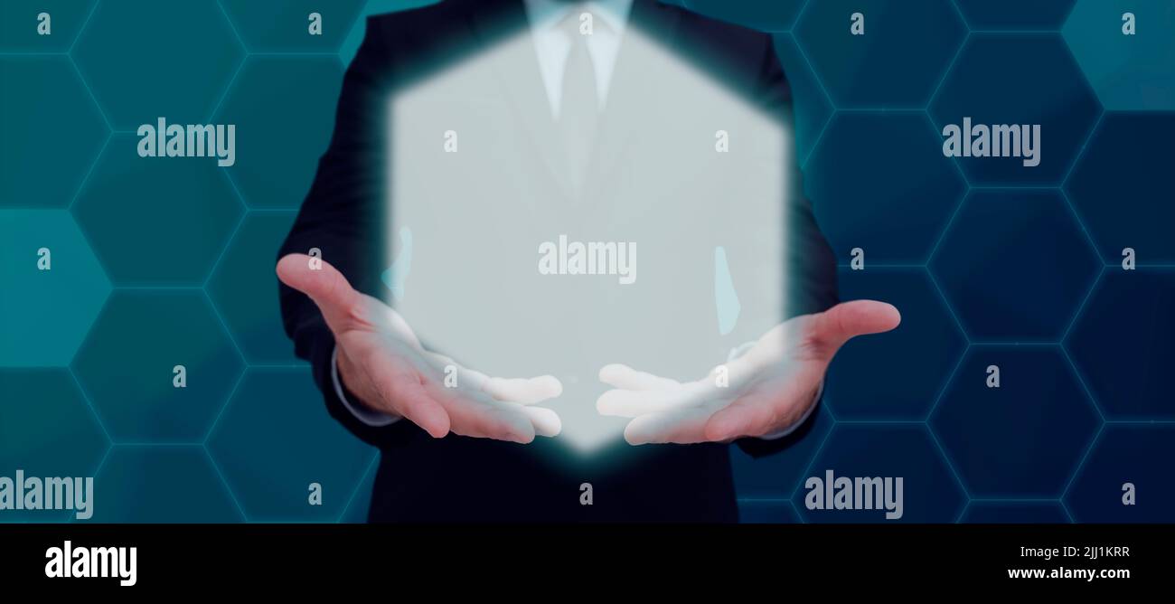 Businessman Holding Important Informations Over Hands. Man In Suit ...