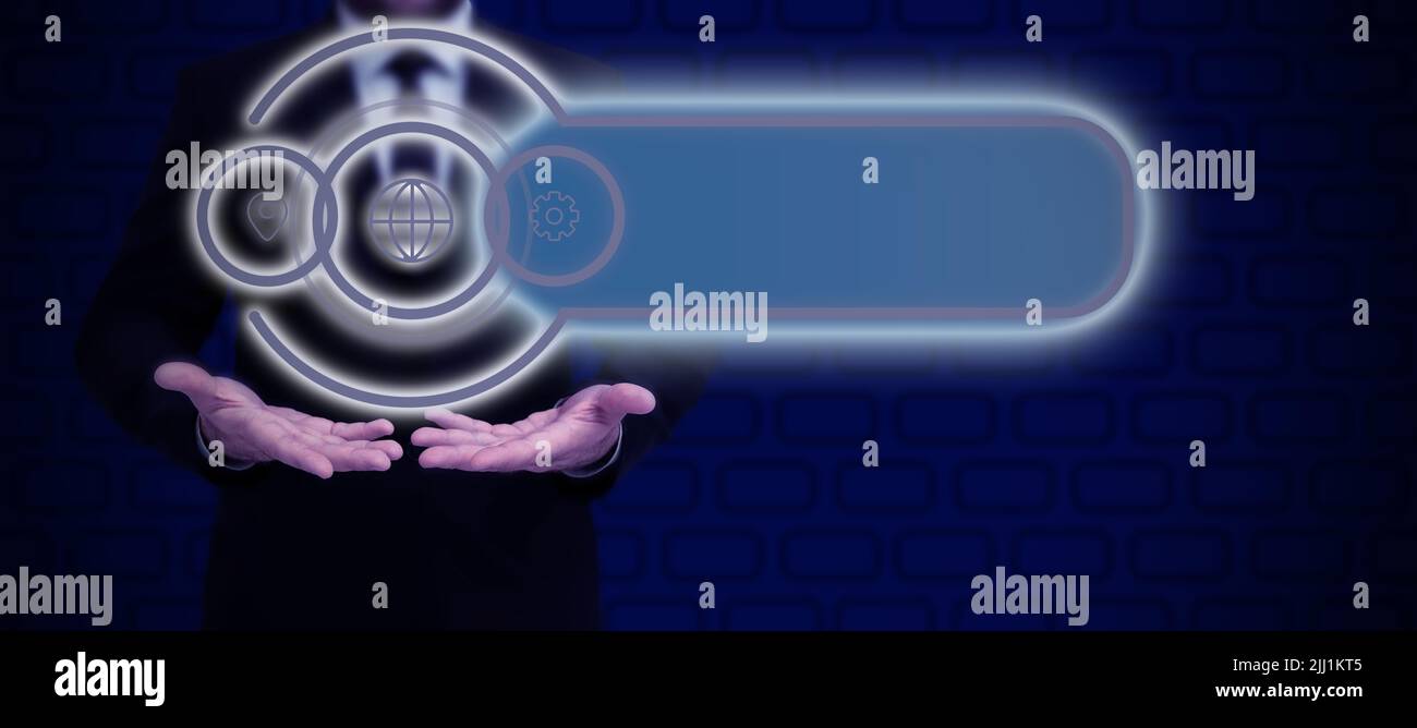 Businessman in suit holding open palm symbolizing successful teamwork ...