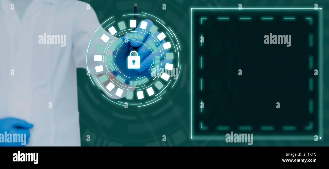 Doctor Holding Pen And Pointing On Digitally Generated Padlock And ...