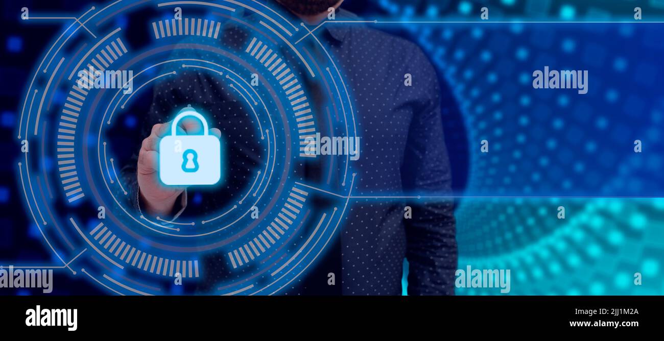 Businessman With Pen Pointing On Lock Symbol For Data Privacy And ...