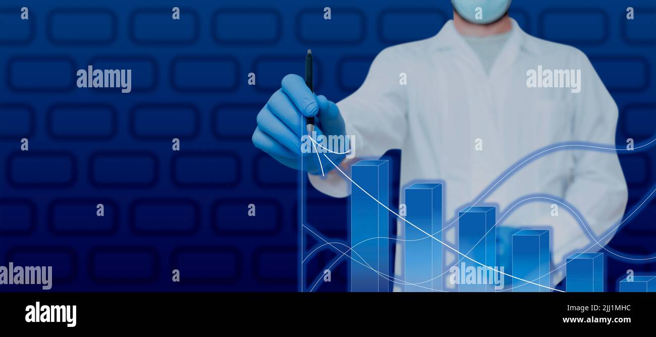 Doctor Holding Pen And Pointing On Digitally Generated Bar And Line ...