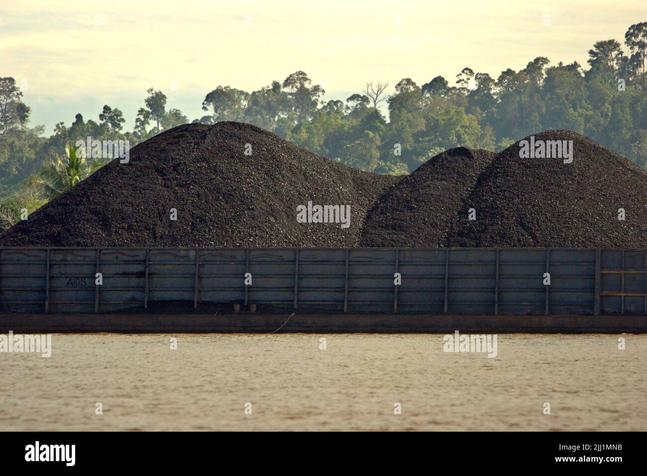 Coal barge on Segah River in Tanjung Redeb, Berau, East Kalimantan ...