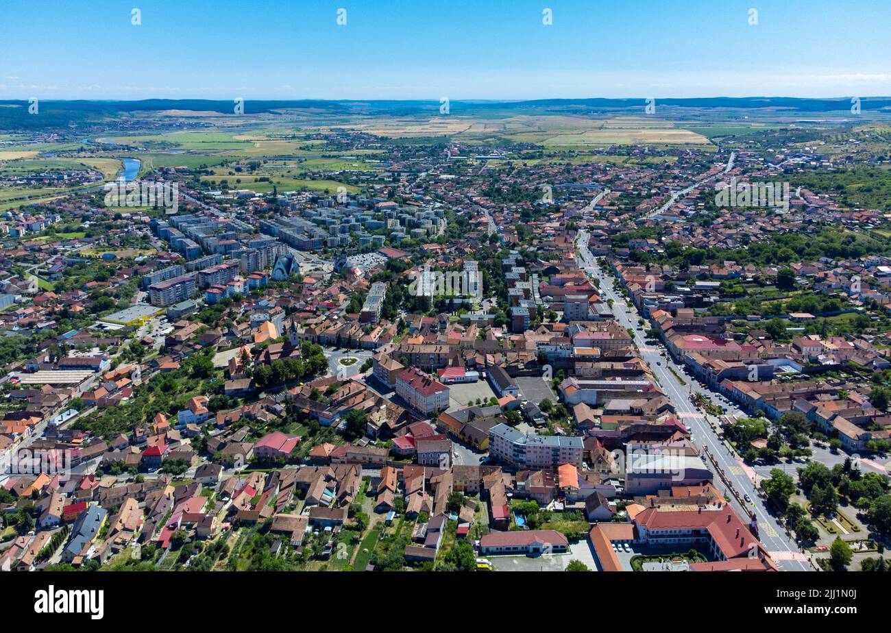 aerial landscape of Reghin city - Romania seen from above, mures ...